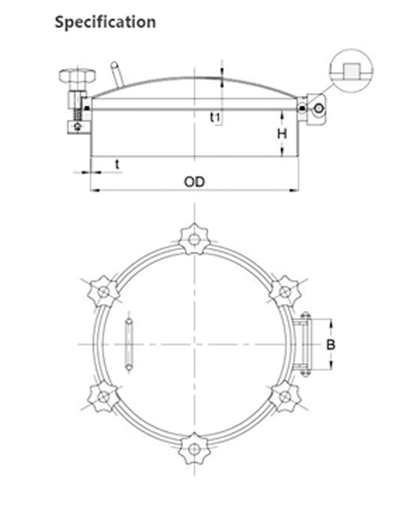 Intbuying Stainless Pressure Circular Manhole Cover Tank Round Manway