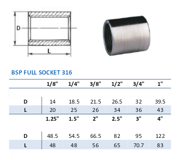 BSP Full Socket | Stainless Steel Vessels Limited